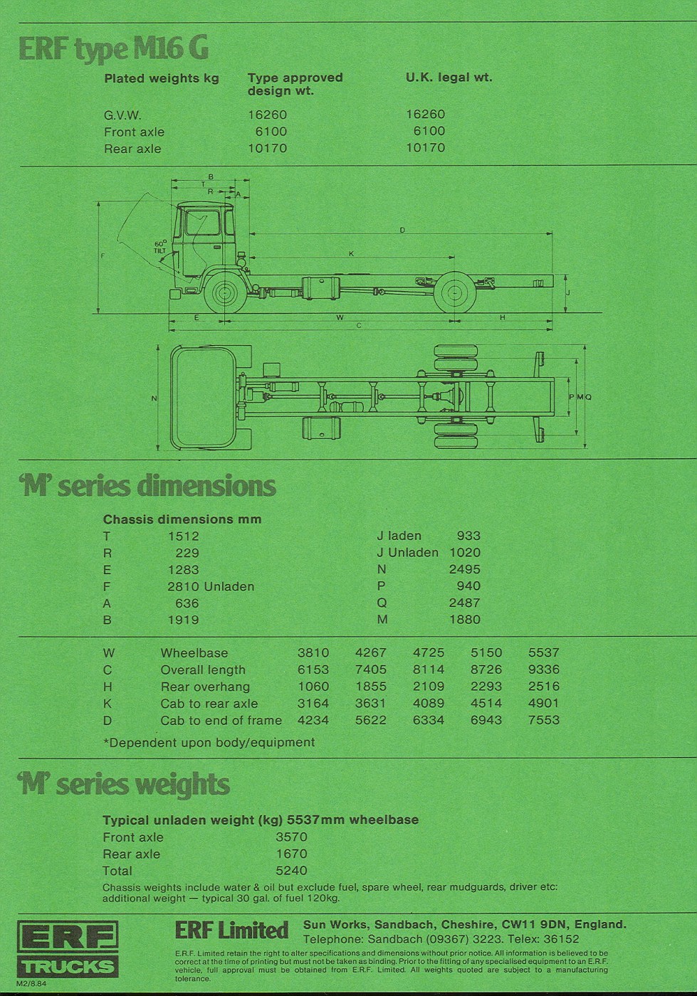 Photo: ERF M16 Spec Sheet p2 001 | ERF M16 album | Dutch Model Truck ...