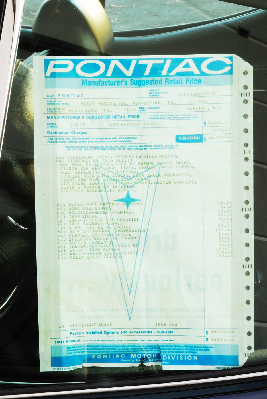 Photo: 12 1970 Pontiac GTO 455 HO window sticker DSC 5701 | 1970 ...