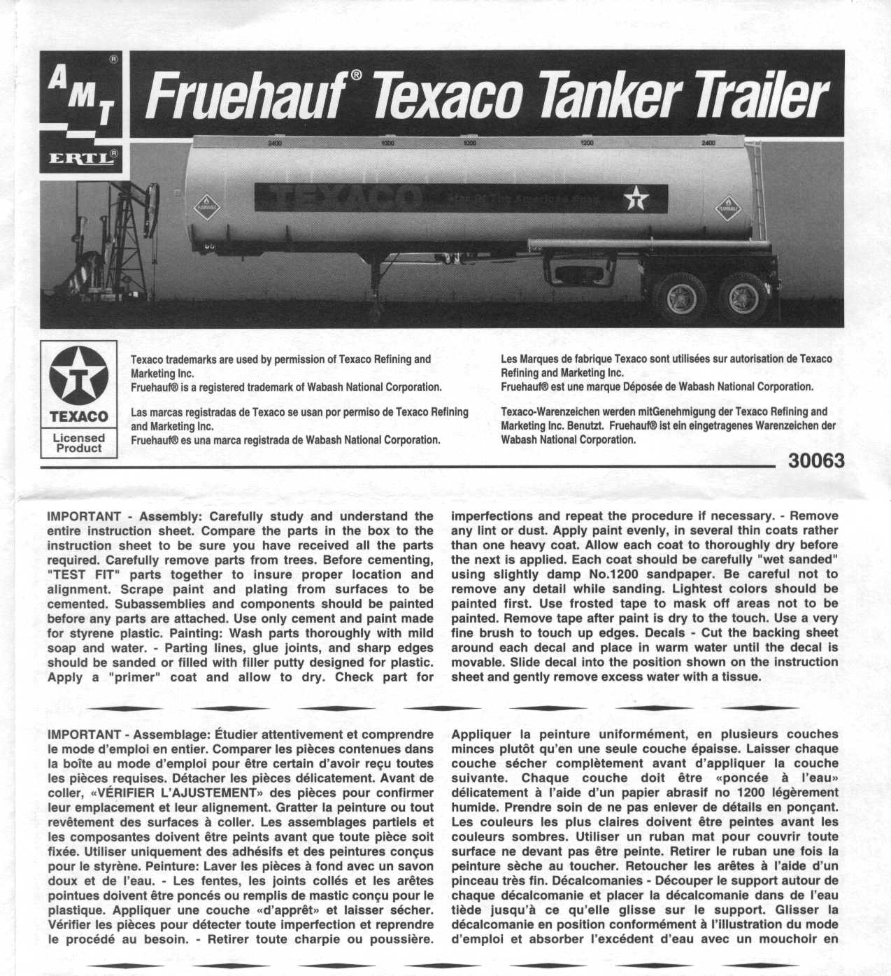 30063 Fruehauf Tanker Trailer 'Texaco' AMT-Ertl 1-25 album | Dutch ...