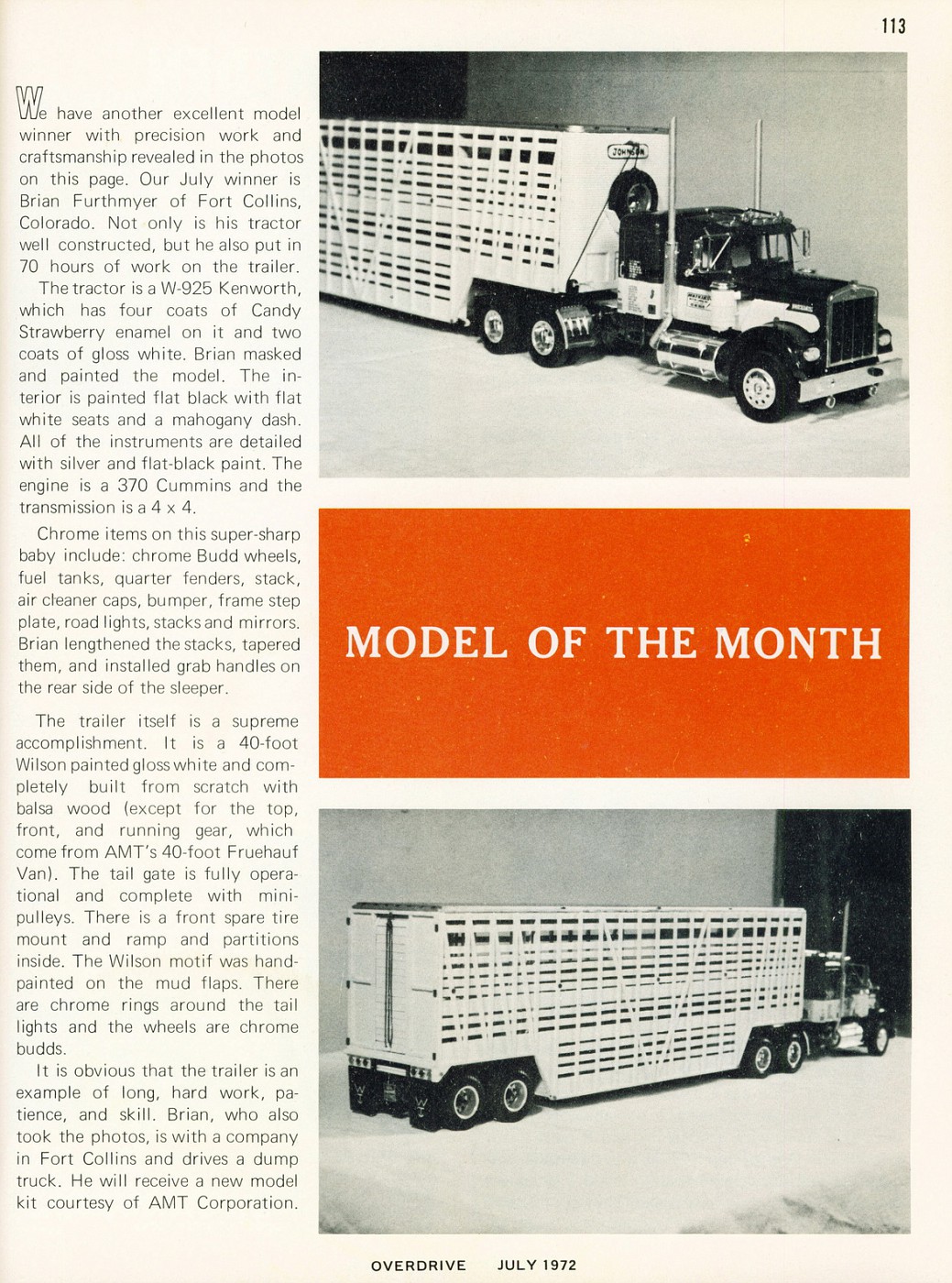 Photo: July 1972 Model of the Month | 07 Overdrive Magazine July 1972 ...