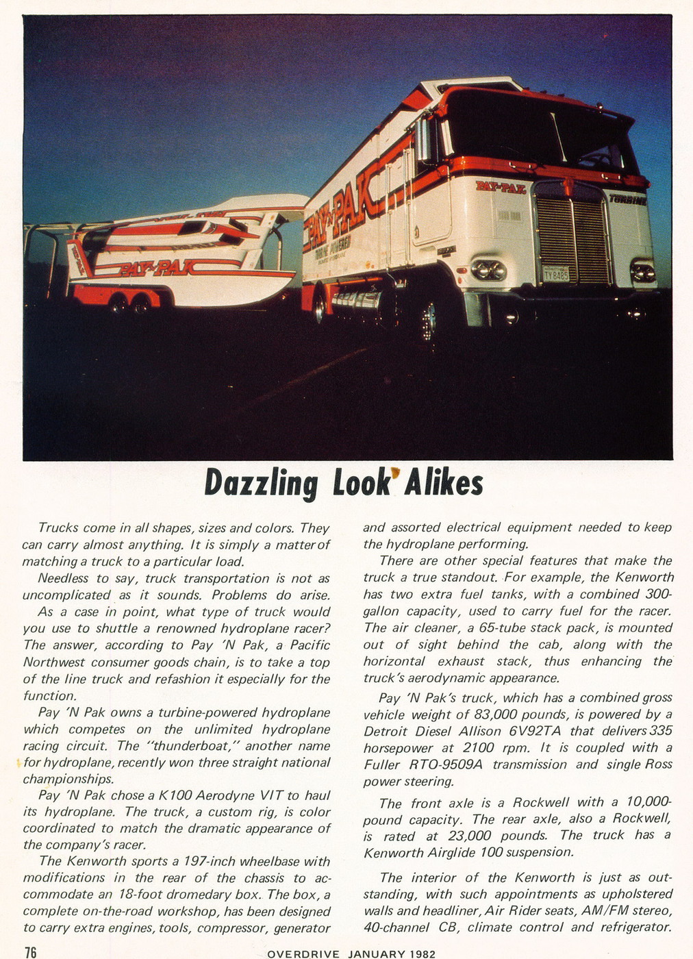 Photo: January 1982 Pay 'N Pak Kenworth VIT | 01 Overdrive Magazine ...