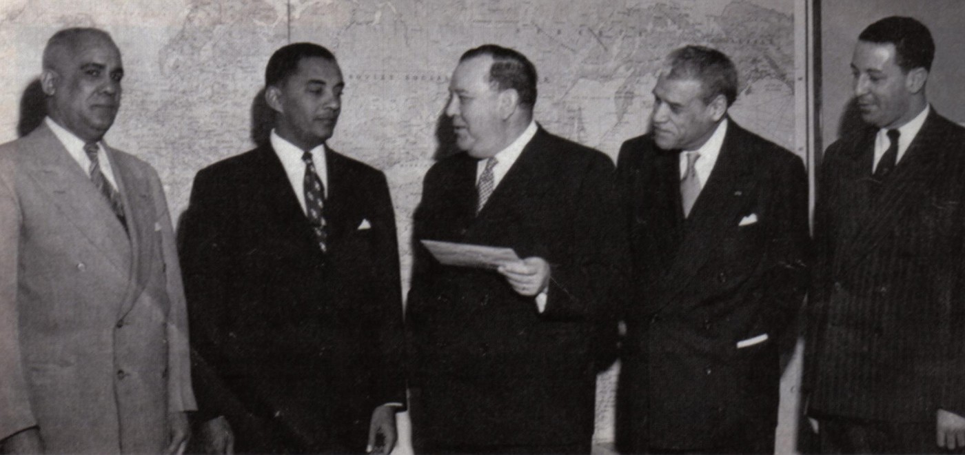 Photo: Dr. Frank Claude, Luc Fouché, Sec Gen Lie, Dantès Bellegarde ...