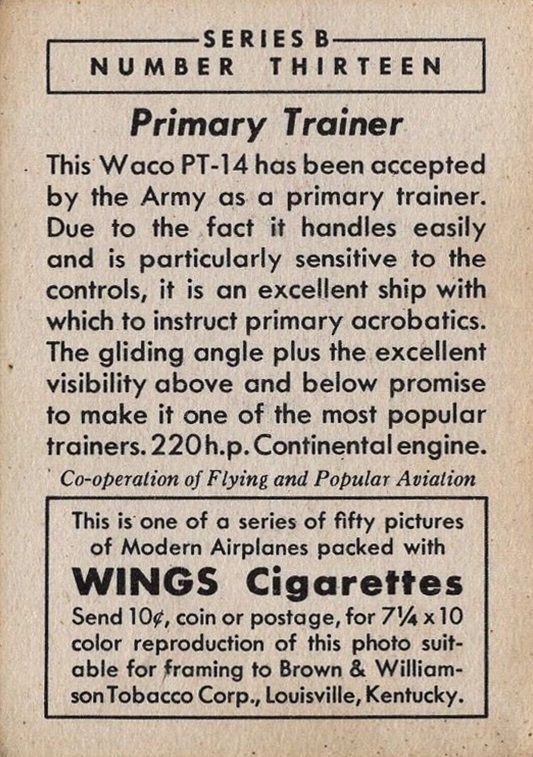 Photo: 1941 Wings Cigarettes Series B #13 (2) | 1941 Wings Cigarettes ...