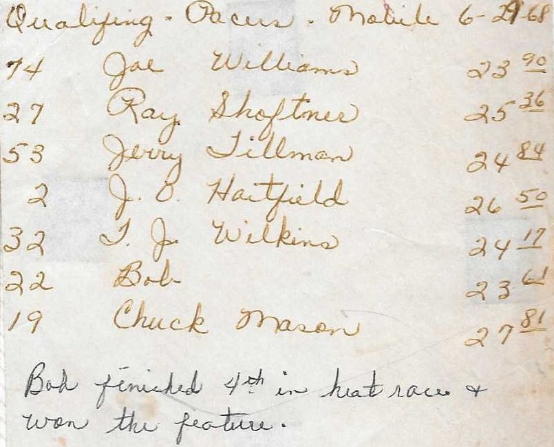 Photo: Pacer Qualifying @ Mobile 6-29-68 | Bobby Foster II Collection ...