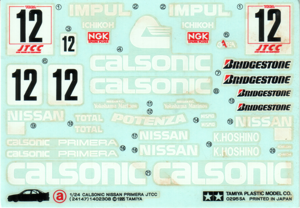 Photo: CALSONIC NISSAN PRIMERA JTCC TAMIYA Decal sheet 1 | TAMIYA Calsonic Nissan Primera JTCC ...