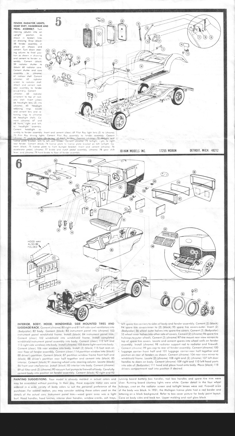 Photo: 1931 CADILLAC V16 TOWN BROUGHAM JOHAN Instruction sheet 2 ...
