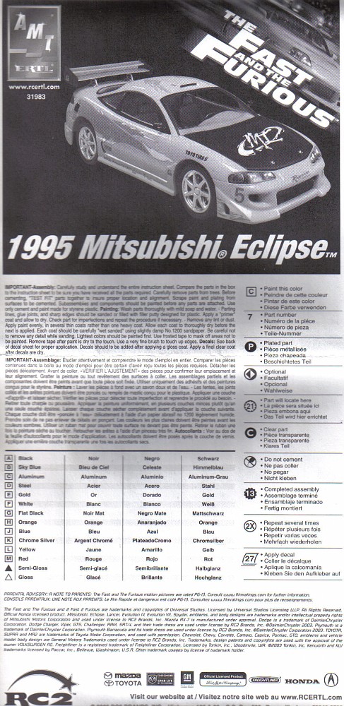 Photo: 1 | AMT 1995 Mitsubishi Eclipse F&F #31983 album | DRASTIC ...