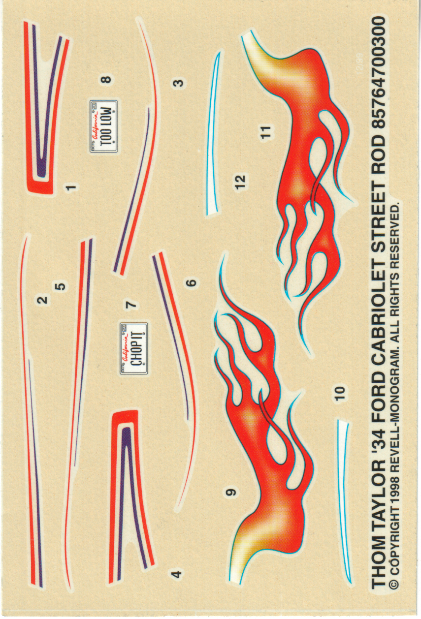 Photo: Thom Taylor 34 Ford Cabriolet Street Rod Decal sheet | RM '34 ...