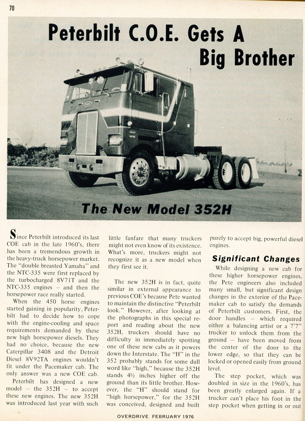 Photo: January 1976 New 352H Peterbilt 1 | 01 Overdrive Magazine ...