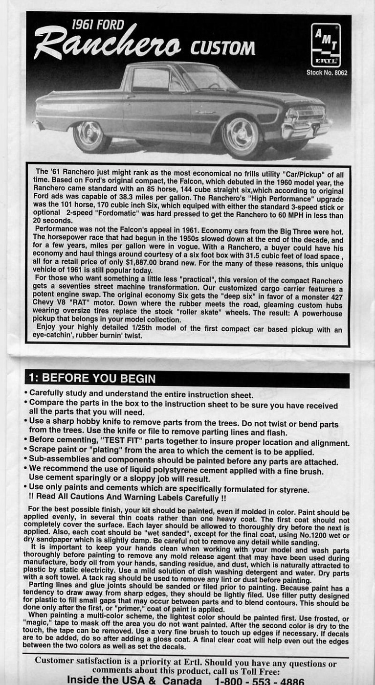 Photo: 1961 Ford Ranchero Custom Page 1 | AMT 1961 Ford Ranchero Custom ...
