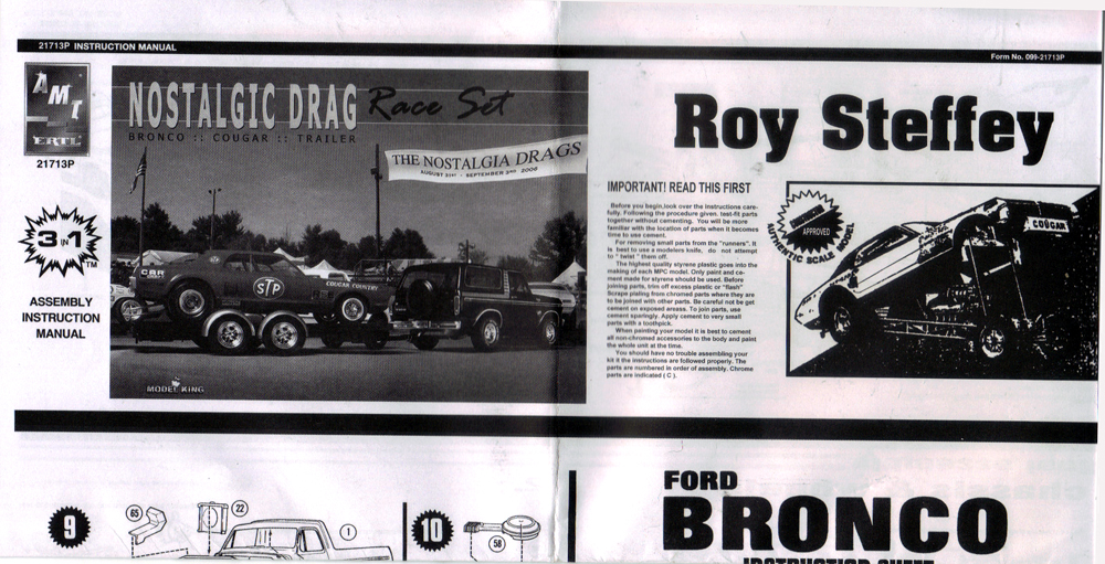AMT Nostalgic Drag Race Set Bronco Cougar Trailer #21713P album ...