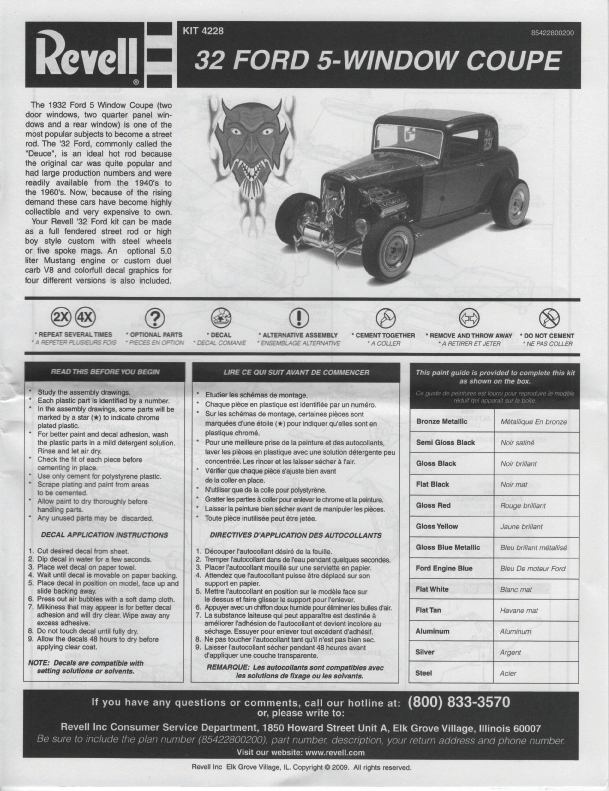 Photo: The Instructions 1-1601 copy | REVELL '32 Ford 5 Window Coupe ...