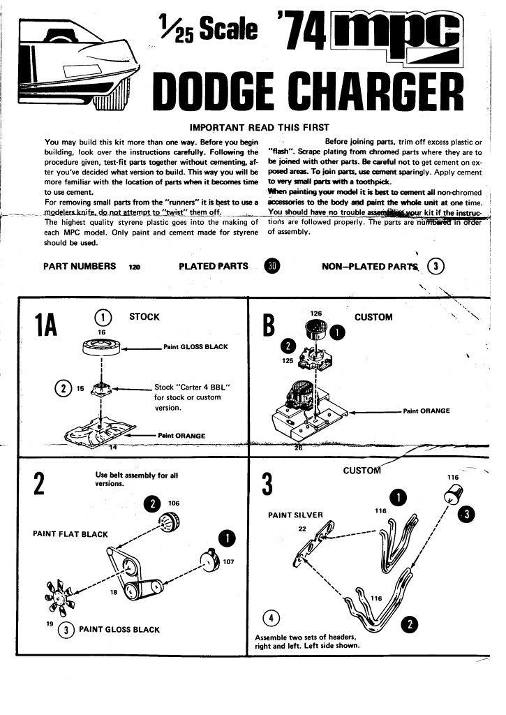 Photo: 74DodgeChargerPage1 | MPC '74 Charger Customizing Kit # album ...